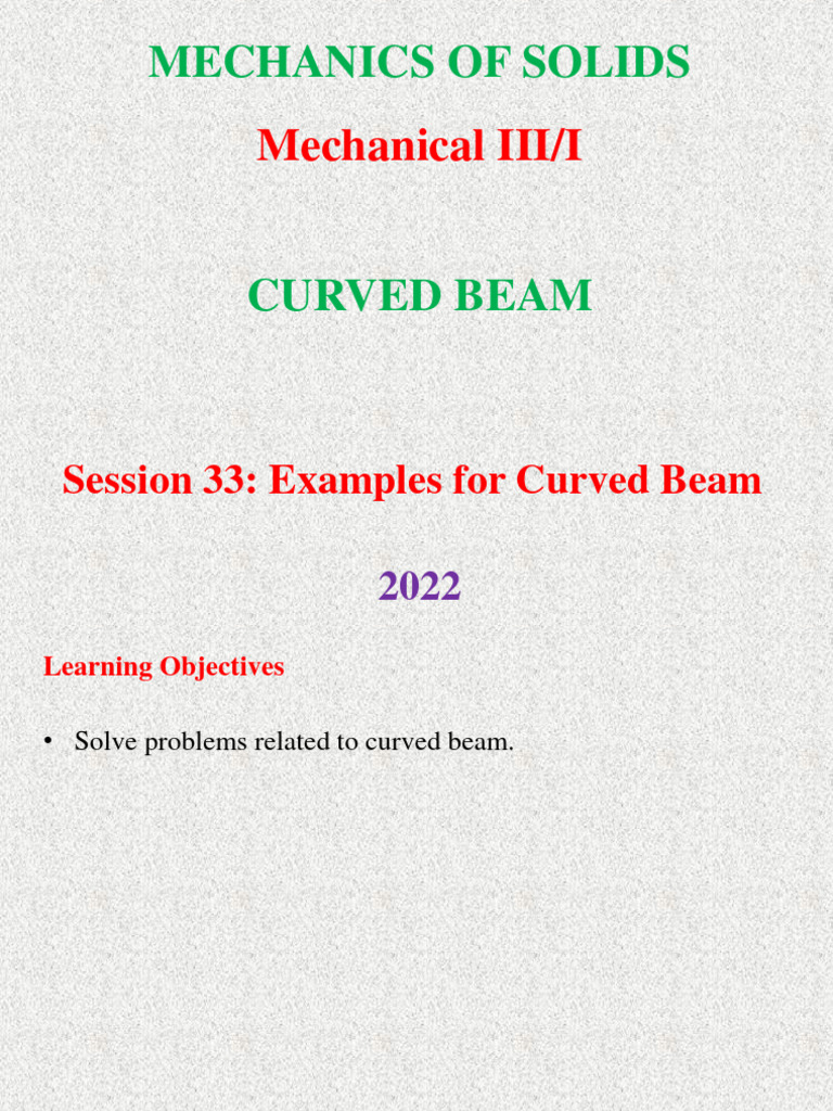 Curved Beam Mechanics Examples | PDF