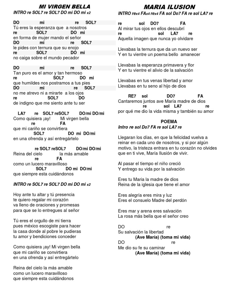 Letras de Canciones a la Virgen María | PDF | María, madre de Jesús | Amor