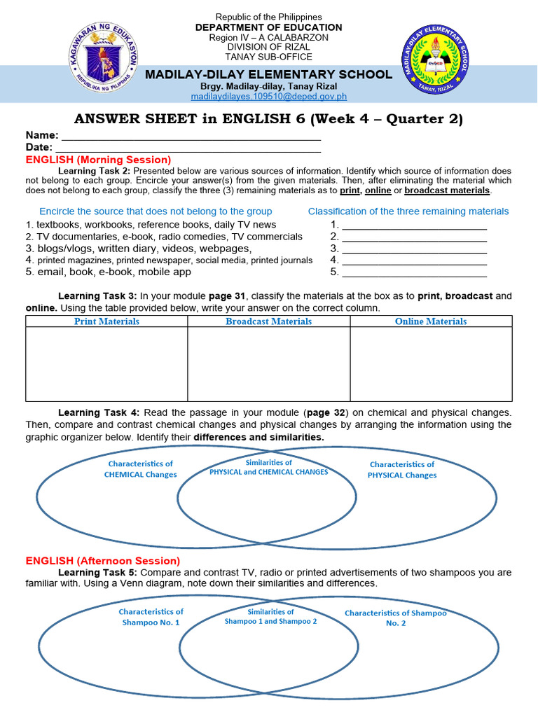 Answer Sheet Week 4 New | PDF | Books | Human Communication