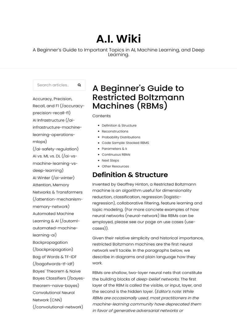 Restricted Boltzmann Machine | PDF | Machine Learning | Artificial Neural Network