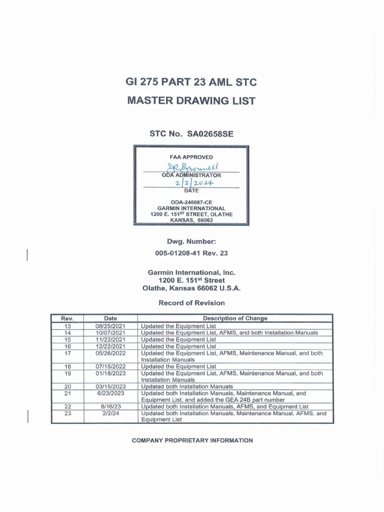 GI 275 Part 23 AML - Master Drawing | PDF