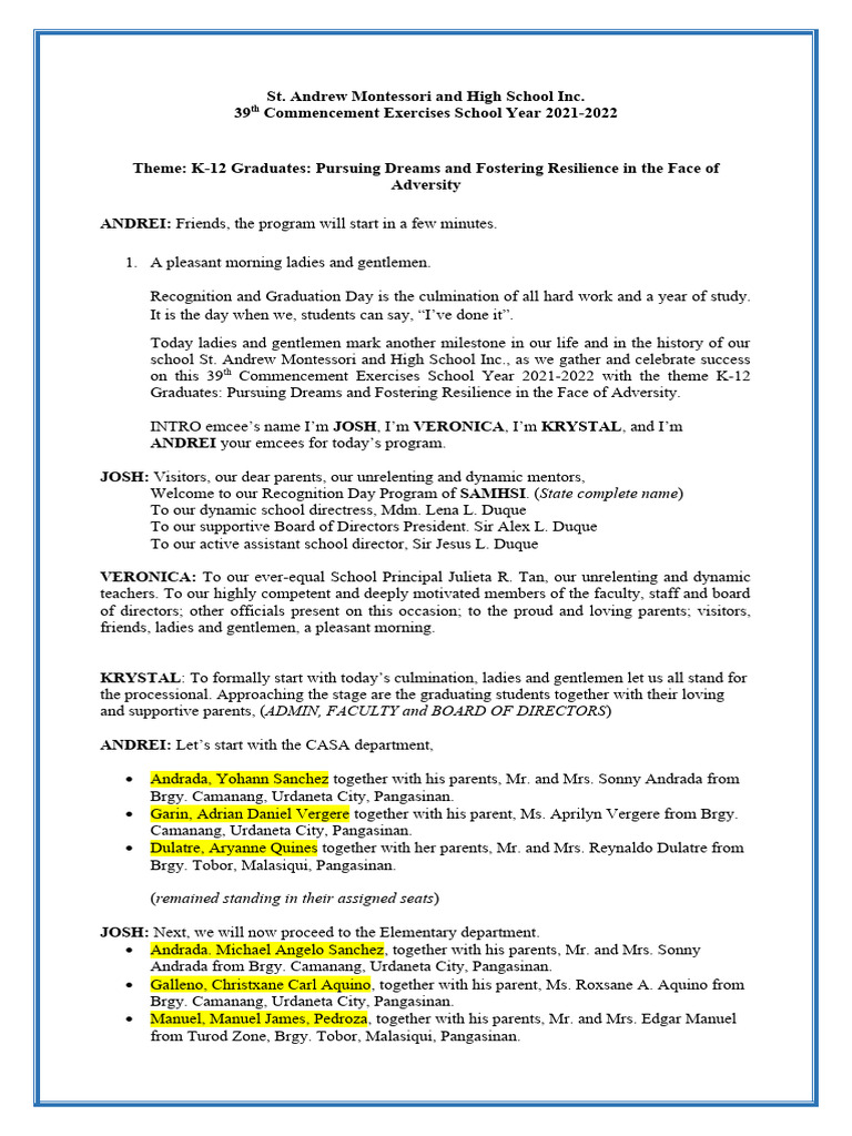 Script 1 | PDF | Secondary Education | Educational Stages