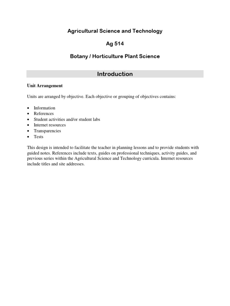 AG 514 Botany Horticulture Plant Science | PDF | Soil | Root