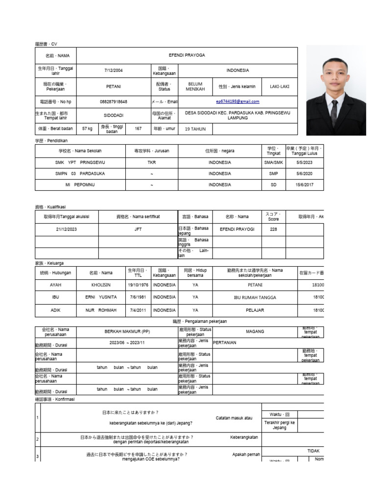 CV Efendi Prayoga-1 | PDF