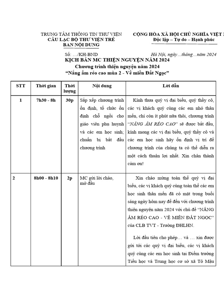 MC script of an volunteer event | PDF