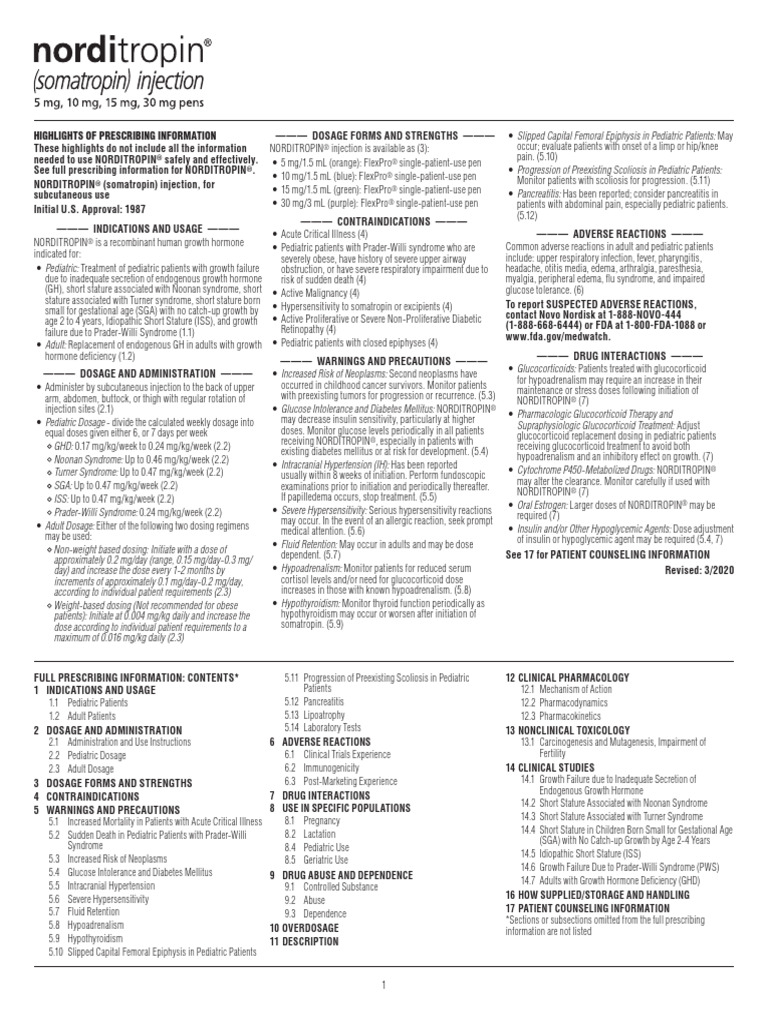 Norditropin | PDF | Growth Hormone | Dose (Biochemistry)