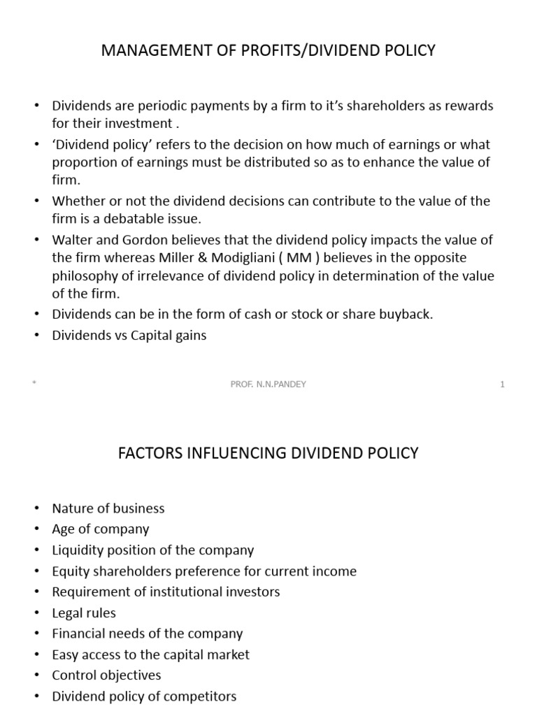 Dividend Policy - WCM | PDF | Dividend | Stocks