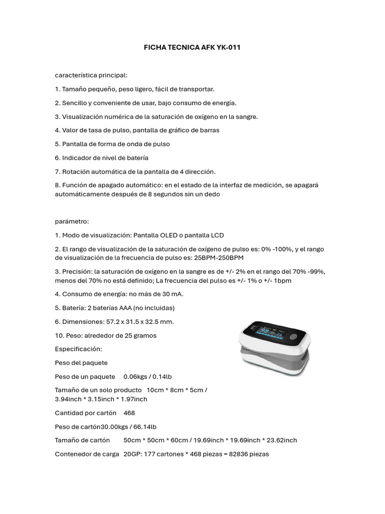 Ficha Tecnica Afk Yk | PDF