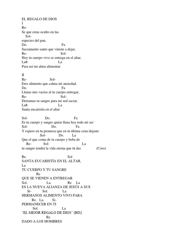 Acordes EL REGALO DE DIOS | PDF