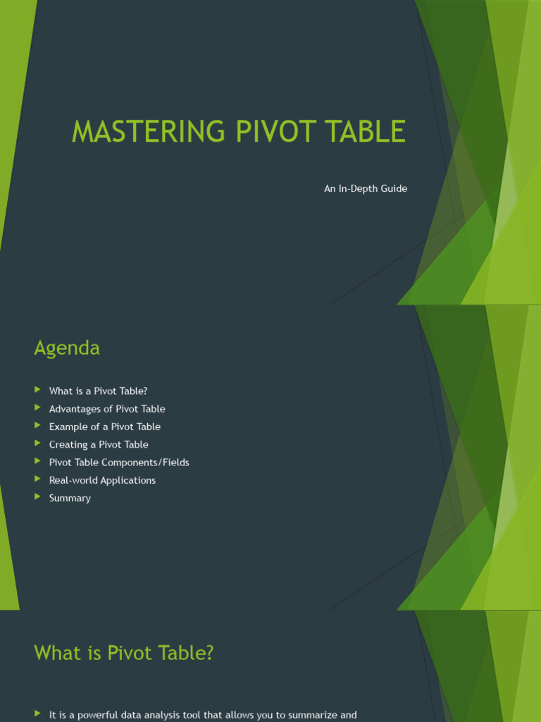 Mastering Pivot Table | PDF | Business