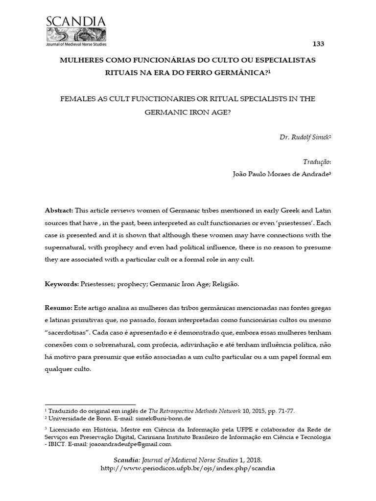 Mulheres Como Funcionárias Do Culto Ou Especialistas Rituais Na Era Do ...