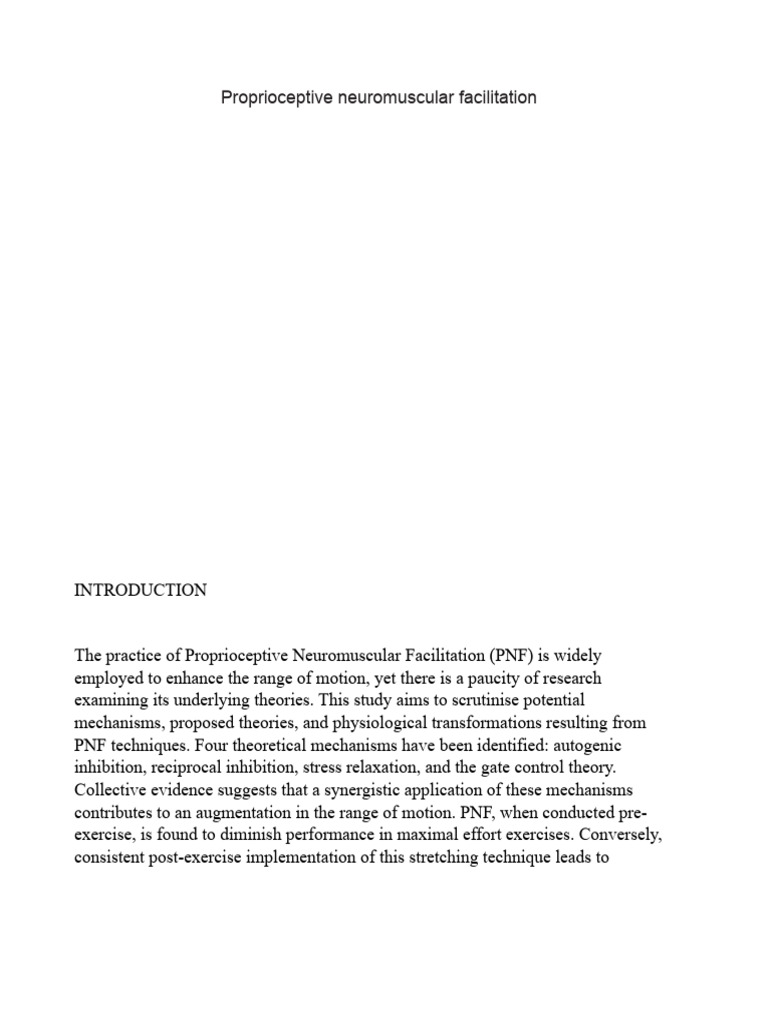 Proprioceptive Neuromuscular Facilitation | PDF | Nervous System ...
