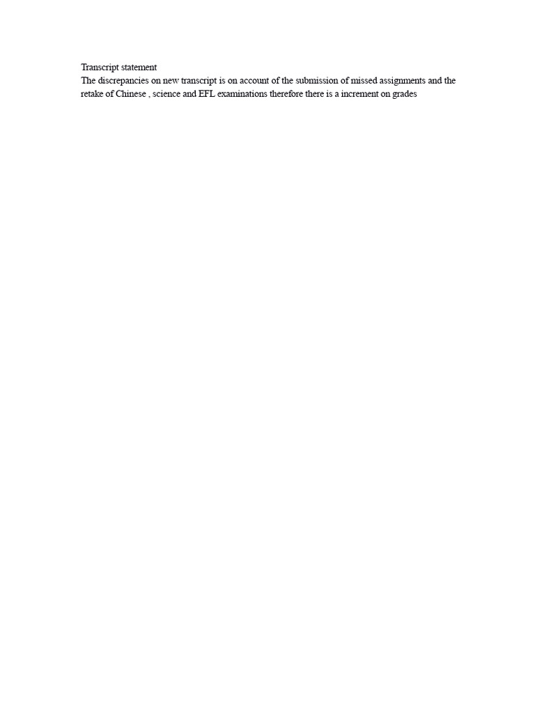 Transcript Statement Pdf