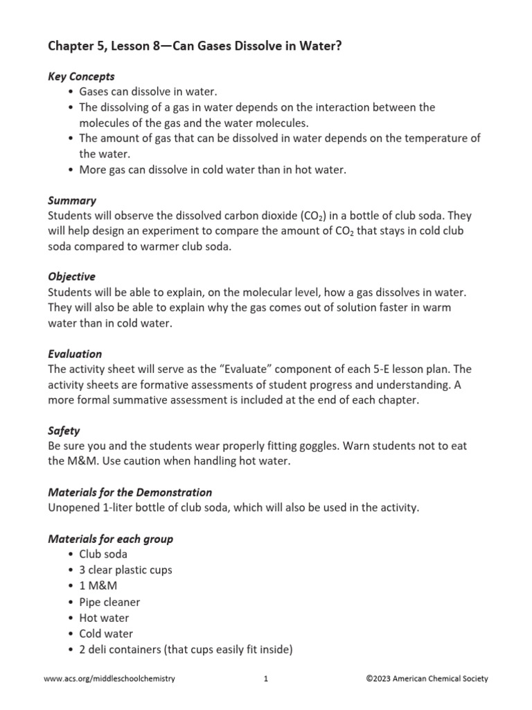 ch5-l8-lesson-plan | PDF | Water | Solubility
