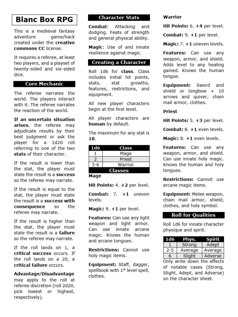 Blanc Box RPG | PDF | Dwarf (Dungeons & Dragons) | Burglary