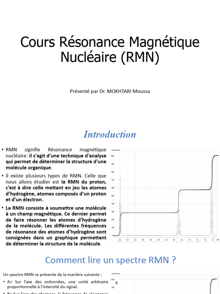 Cours sur la RMN du Proton | PDF | Résonance magnétique nucléaire ...