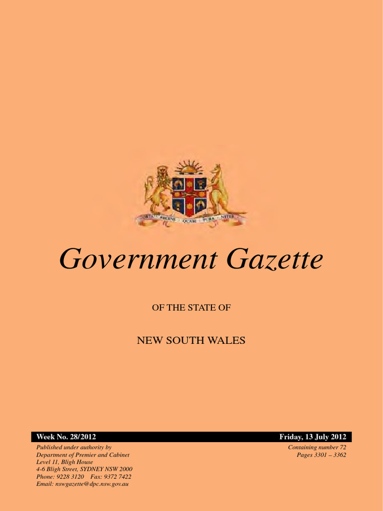 Government Gazette: New South Wales | PDF | Sydney | Land Transport