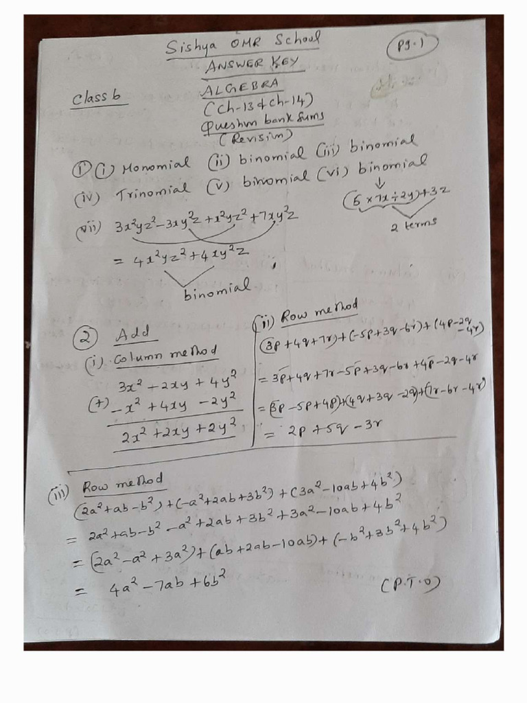 Class 6 Math Answer Key Chapter 13 14 Algebra Pdf