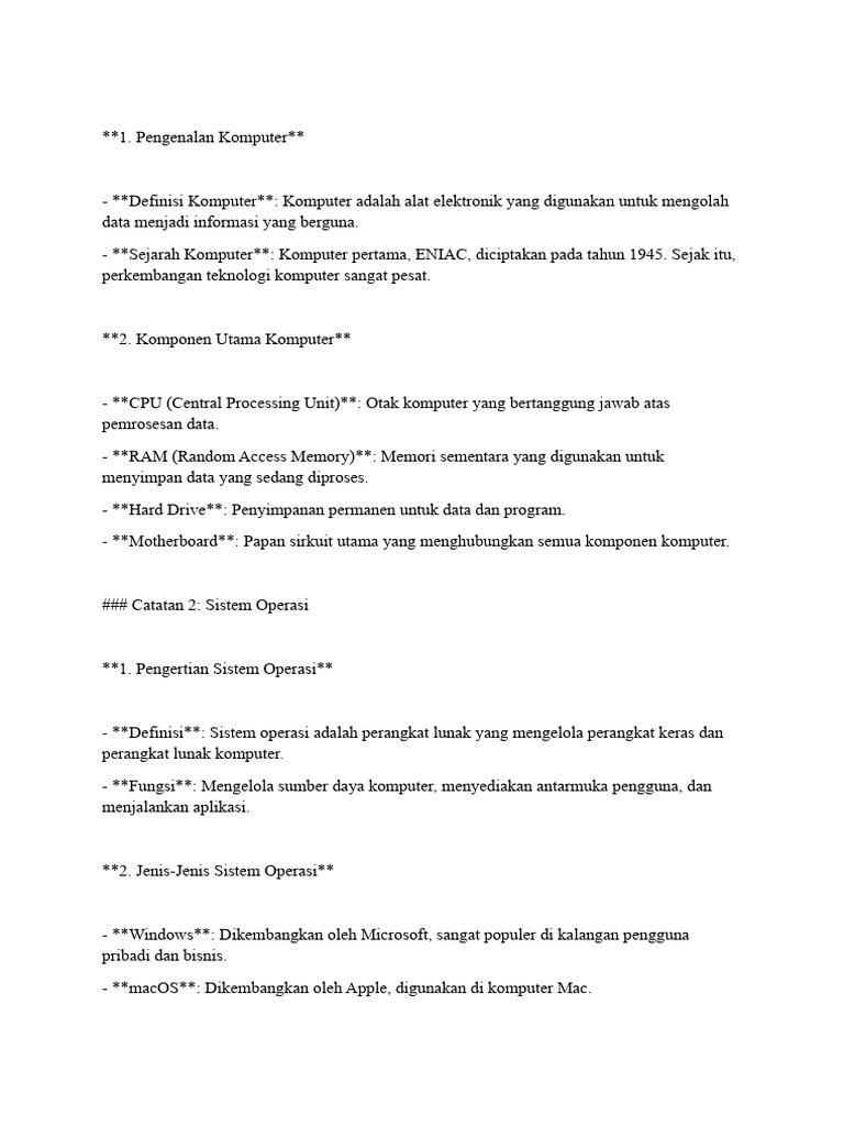 Contoh Catatan Kelas | PDF | Bisnis | Komputer