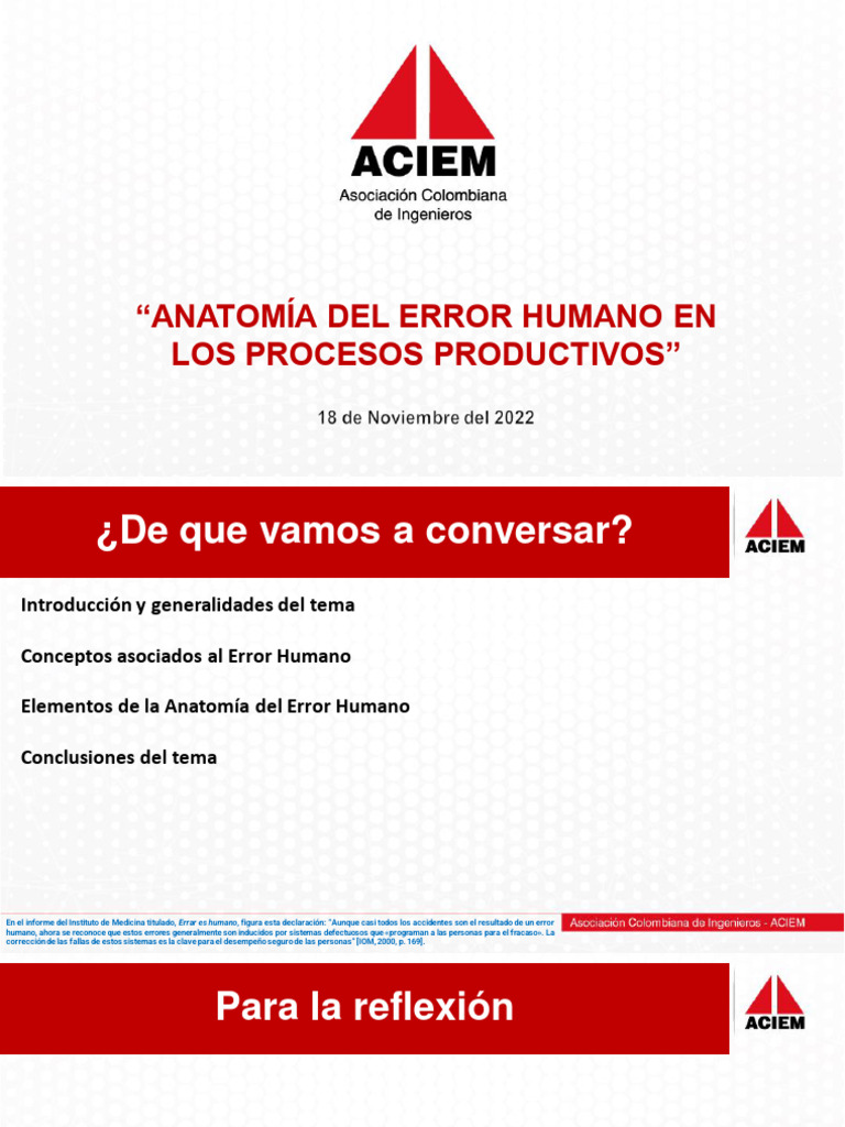 Anatomía Del Error Humano - ACIEM | PDF | Ingeniería de confiabilidad ...