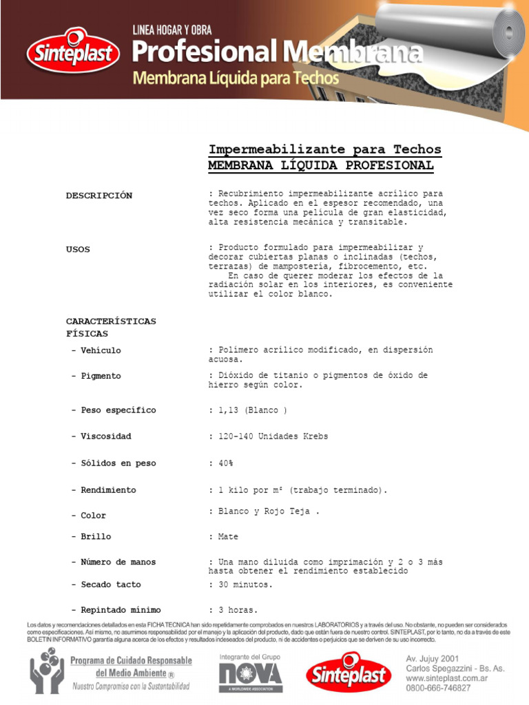 Ficha Técnica de Imperplus | PDF | Agua | Pintura acrilica