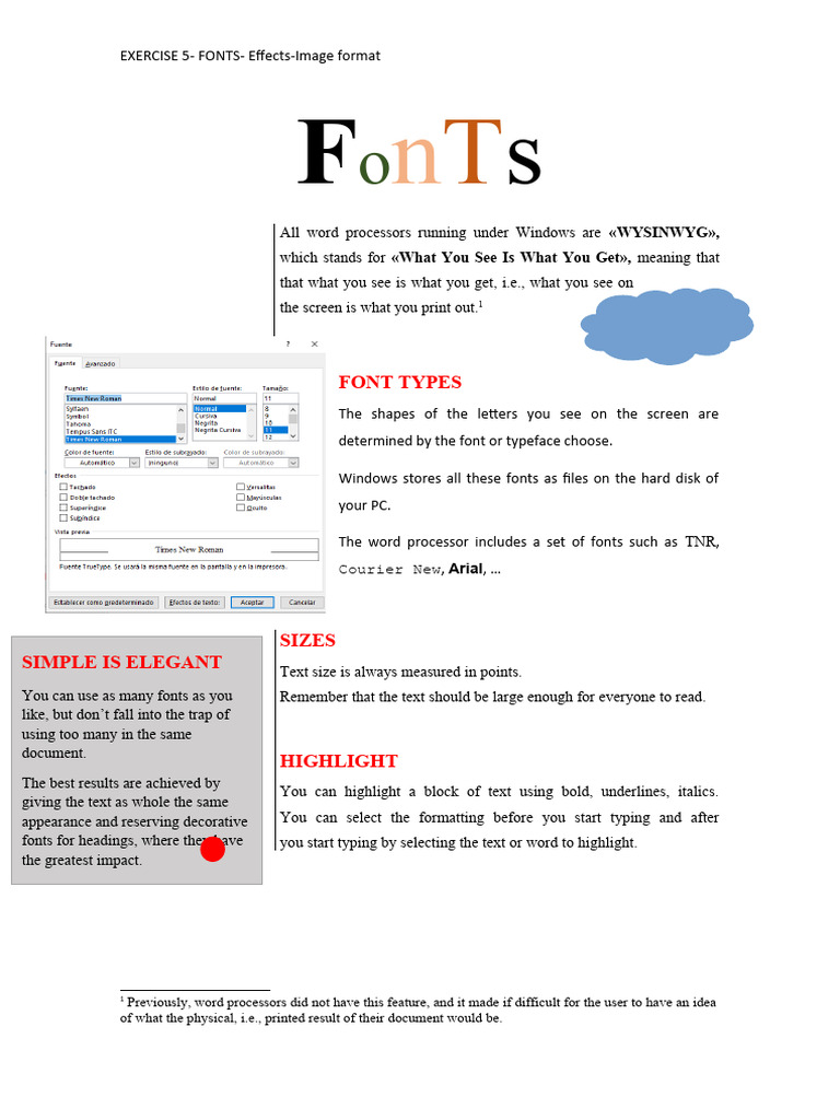 Font Types and Formatting in Word Processors | PDF