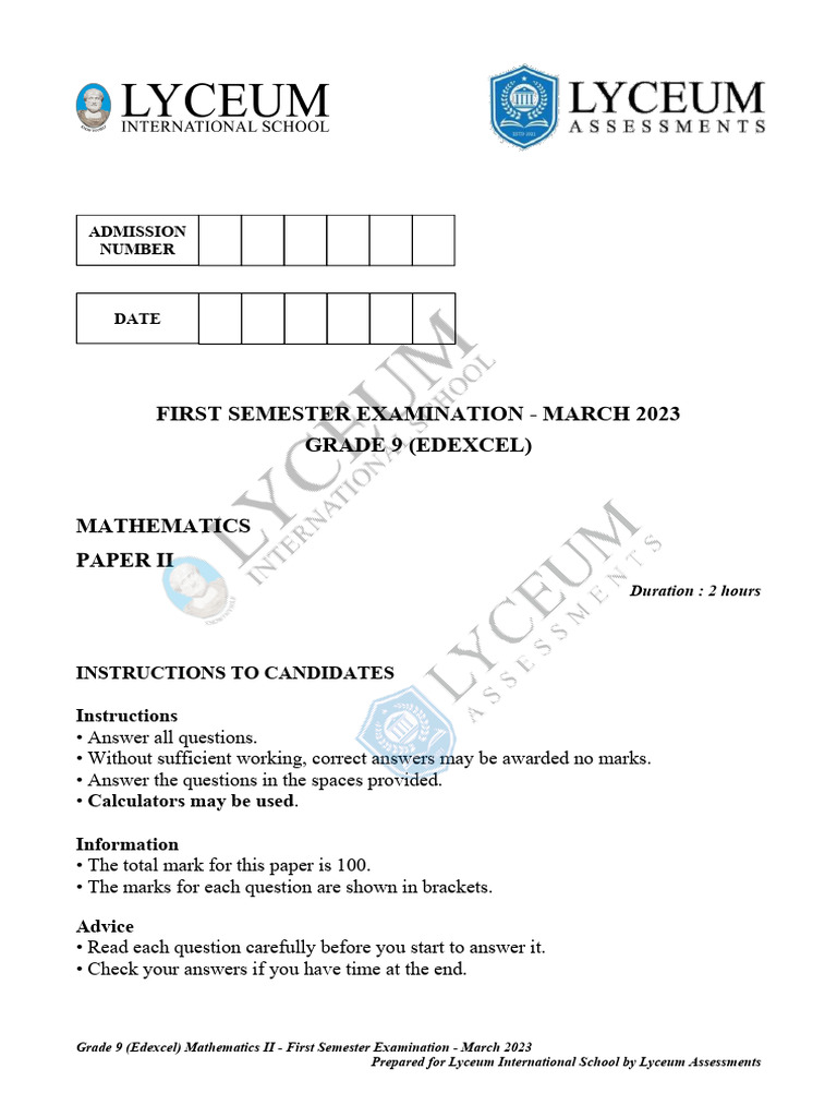 Grade 9 Edexcel Mathematics II | PDF | Mathematics | Elementary Mathematics Grade 9 Edexcel Mathematics II | PDF | Mathematics | Elementary Mathematics