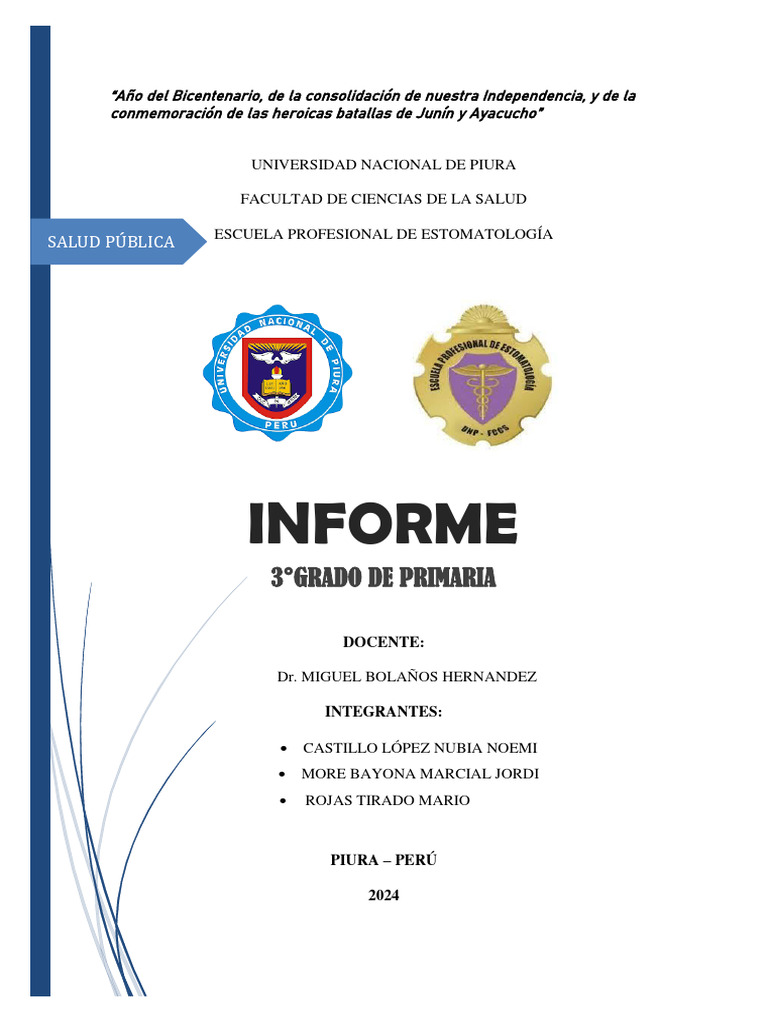 Informe - Tercer Grado de Primaria | PDF