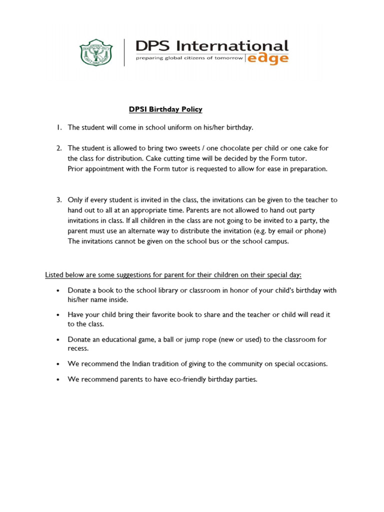 Birthday Policy | PDF