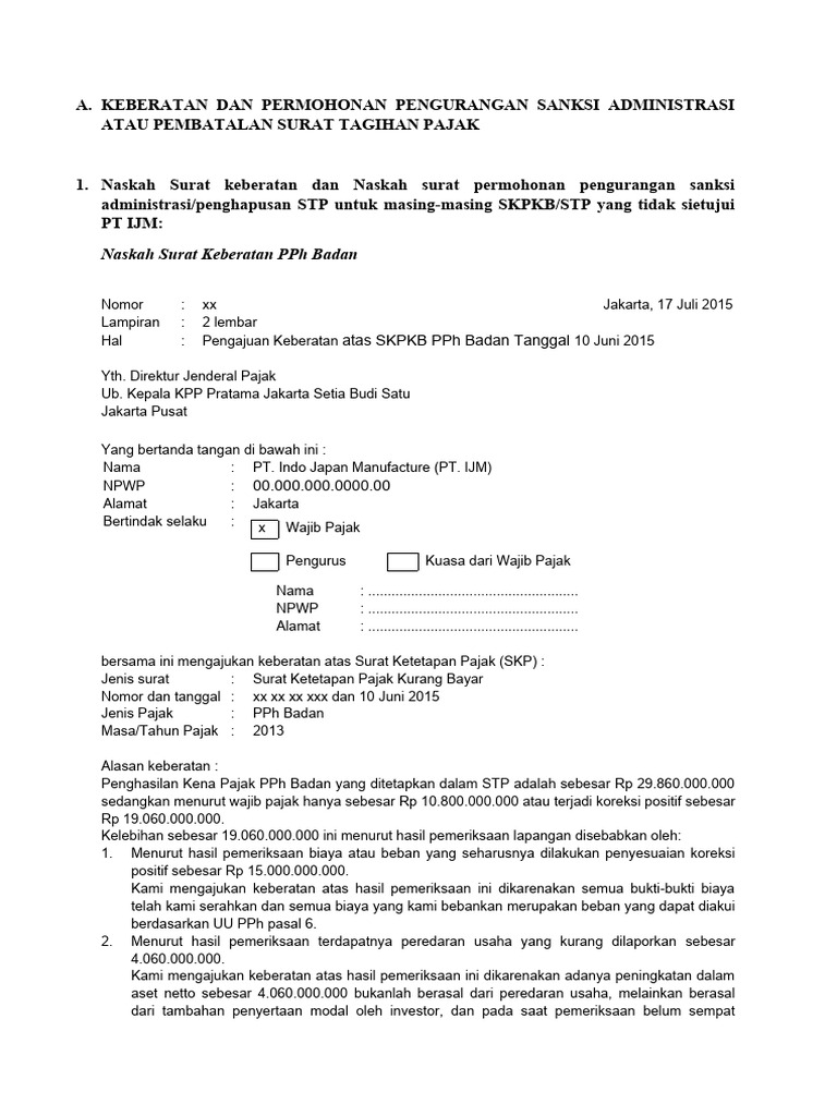 Formulir Keberatan Pajak - SKPKB | PDF | Bisnis | Pengelolaan Keuangan ...
