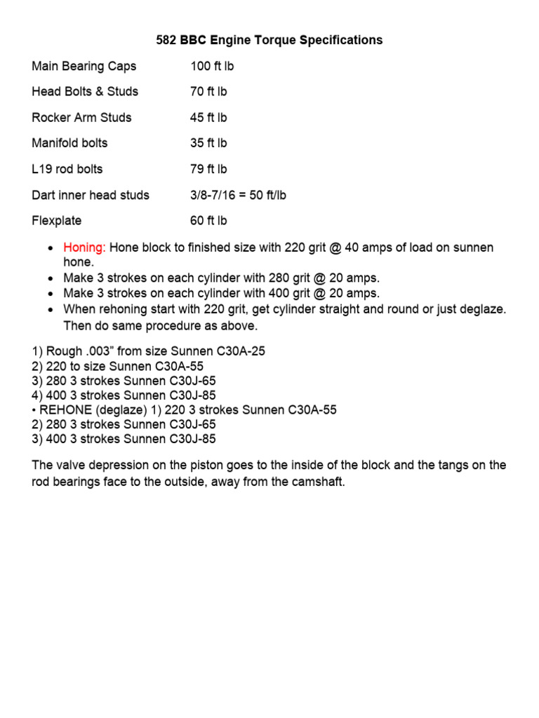 582 BBC Engine Torque Specifications | PDF | Computers | Technology & Engineering