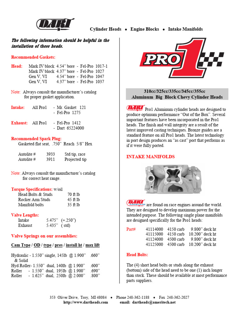 Dart Pro-1-BBC-Instructions | PDF | Engines | Vehicle Technology