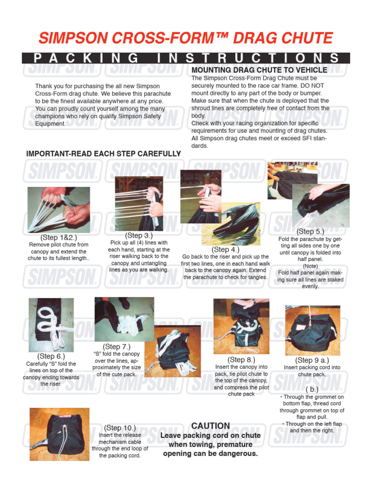 Simpson Drag Chute Packing Guide | PDF | Parachute | Unpowered Flight