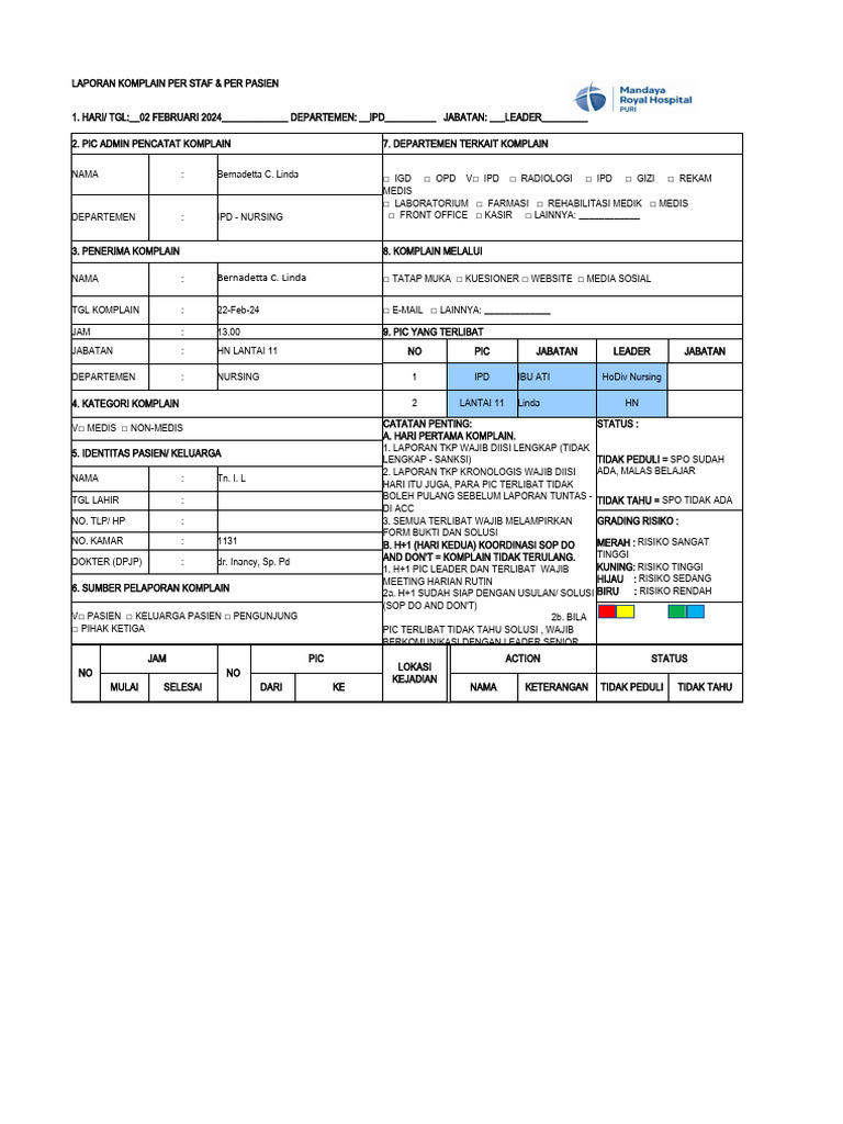 ALUR PELAPORAN KOMPLAIN L.11 - Tn.I. L (1131) | PDF