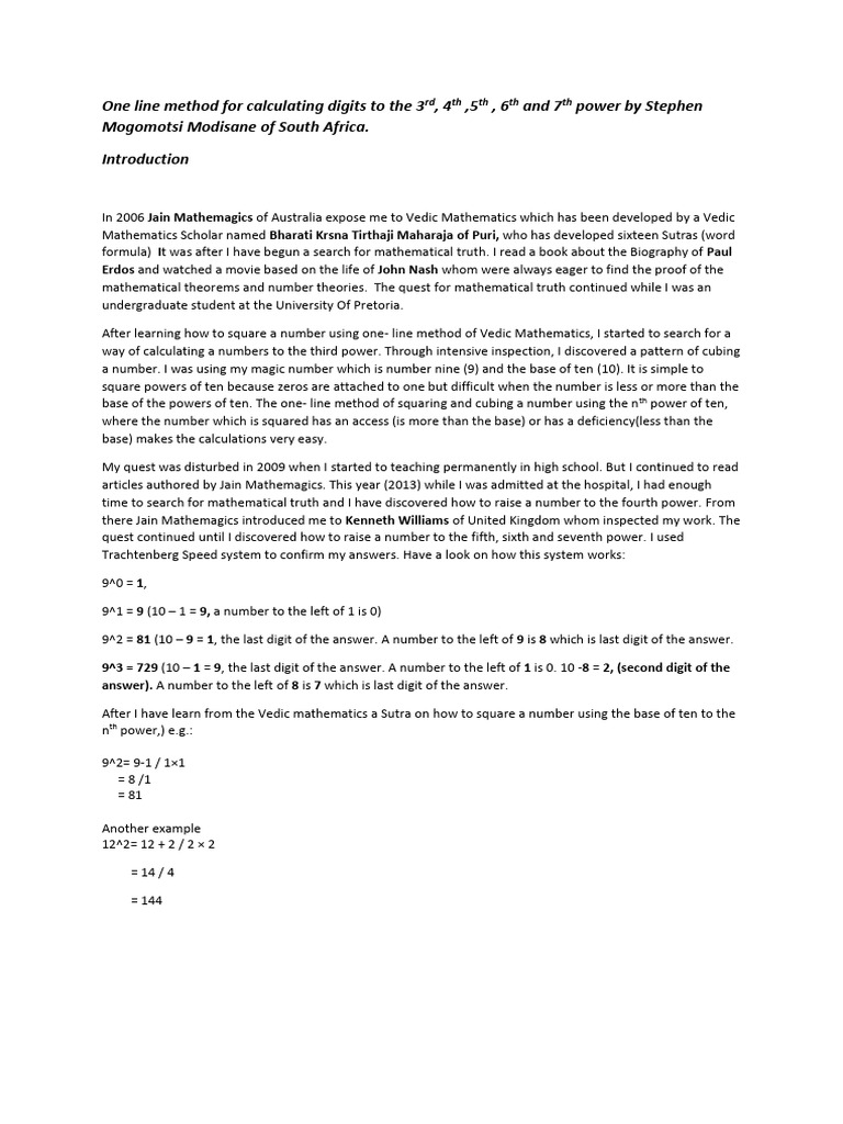 Calculating Digits To The 3rd Etc Power | PDF | Numbers | Mathematics