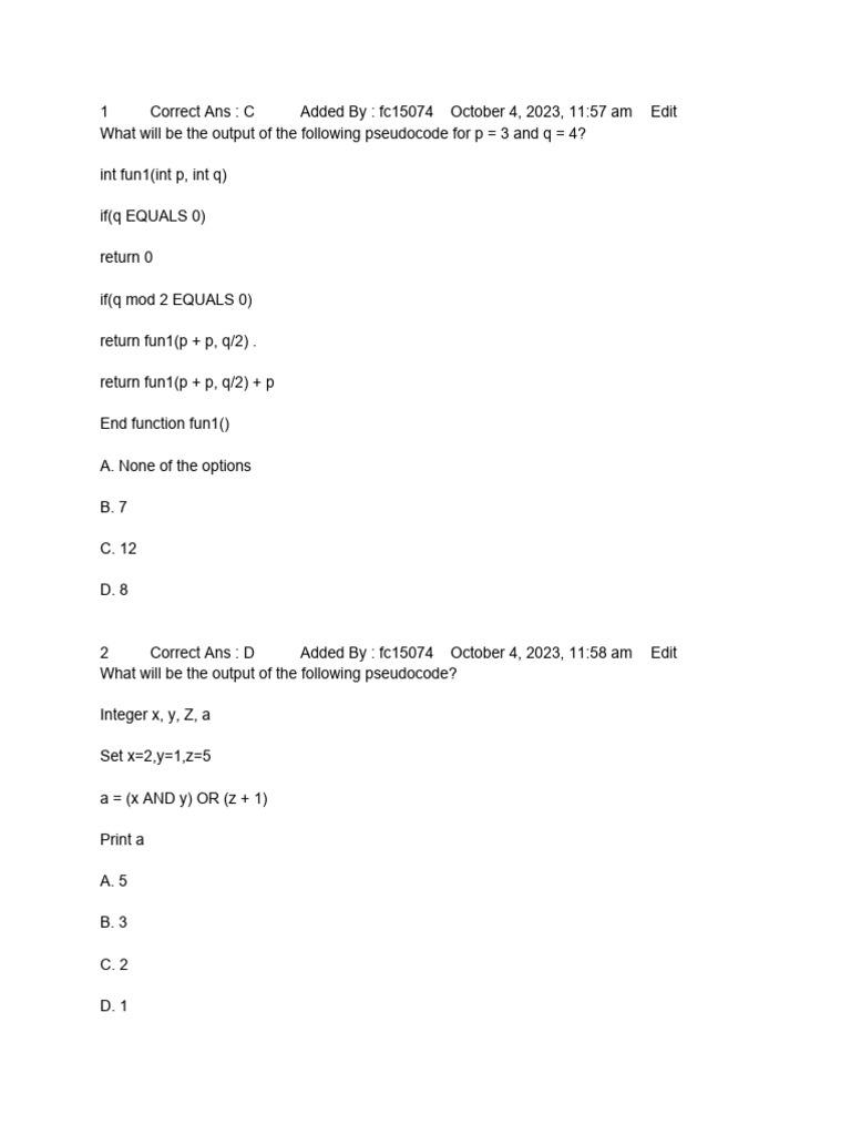 Accenture Psedocode - 3 | PDF | Computer Programming | Computer Science