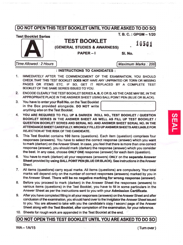 2020 Mining Officer Paper 1 | PDF