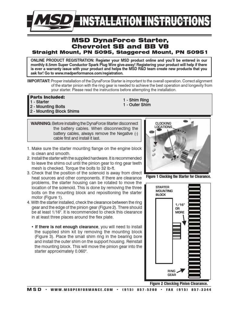 MSD DynaForce Starter 5095 | PDF | Gear | Electricity