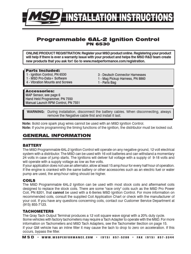 6530 Control Unit Instructions | PDF | Ignition System | Electrical ...