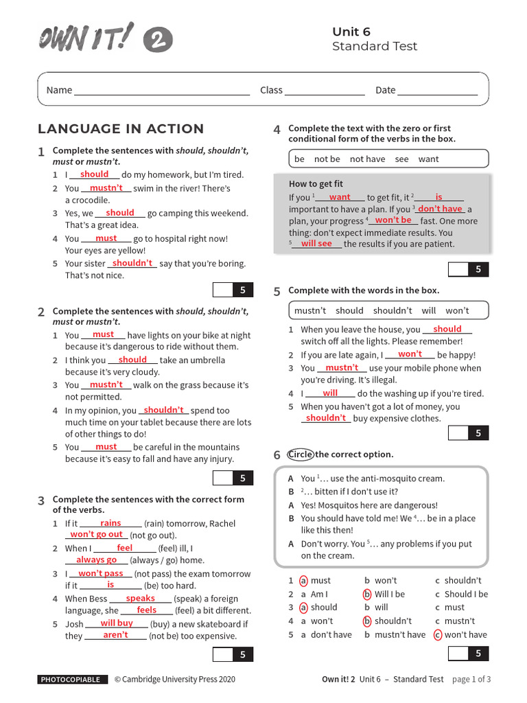 Unit6 Standard Test With Answers | PDF