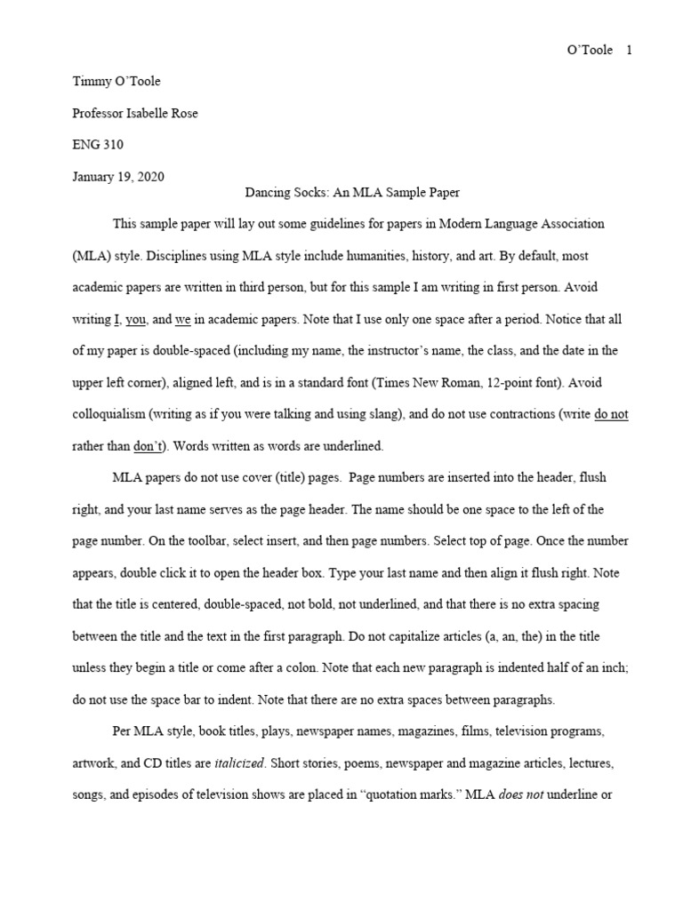 MLA Style Paper Guidelines | PDF | Citation | Bracket