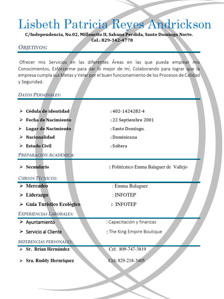 CV Lisbeth Patricia Reyes Andrickson | PDF