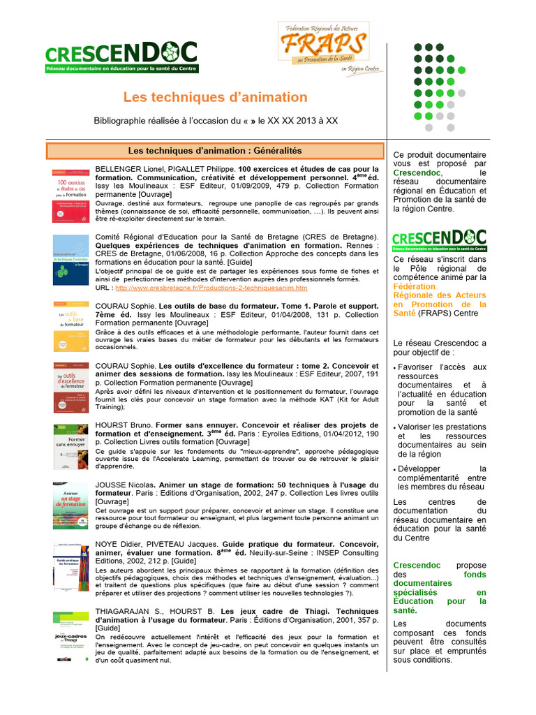 Techniques D'animation | PDF | Pédagogie | Enseignement