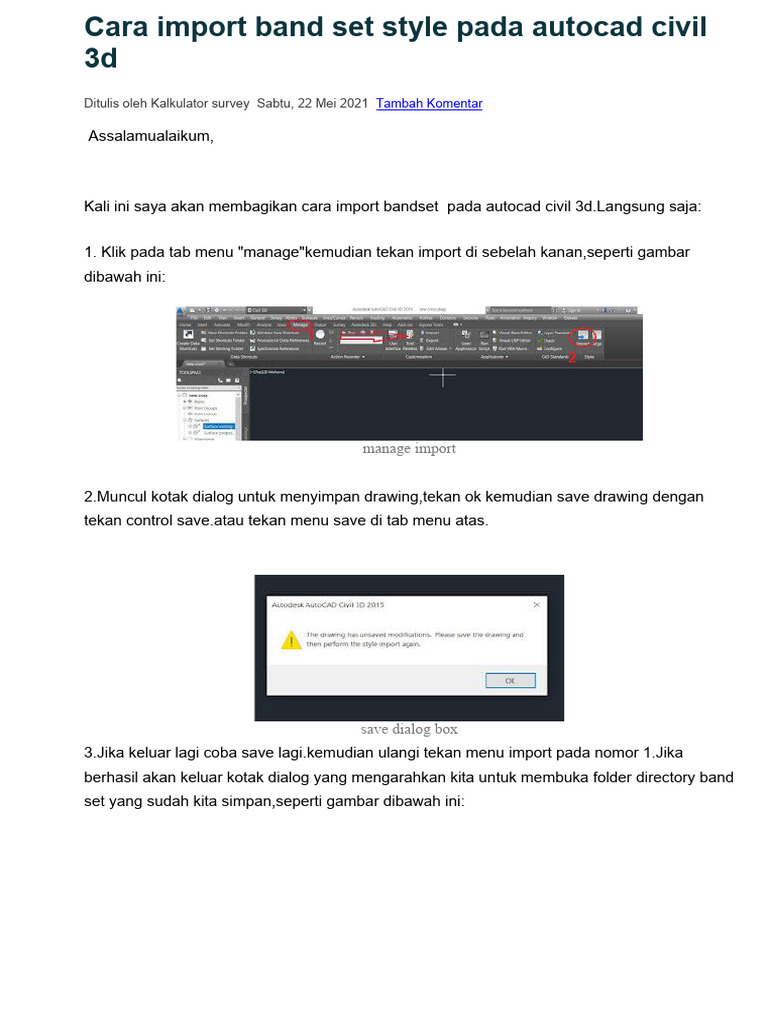 Cara Import Band Set Style Pada Autocad Civil 3d | PDF