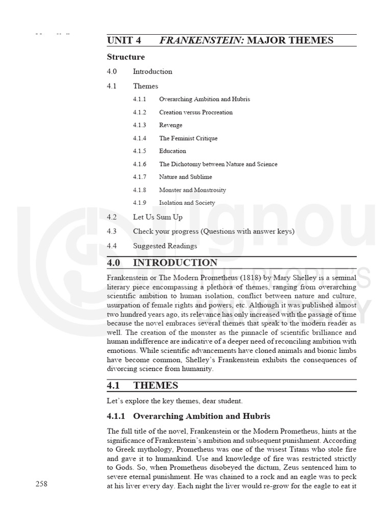Unit-4 Themes Frankenstein | PDF | Frankenstein | Mary Shelley