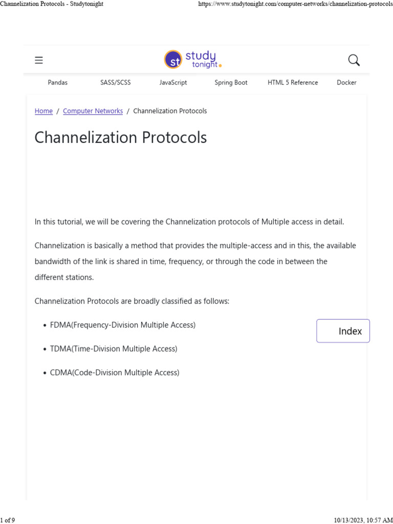 Channelization Protocols - Studytonight | PDF | Channel Access Method | Information And ...