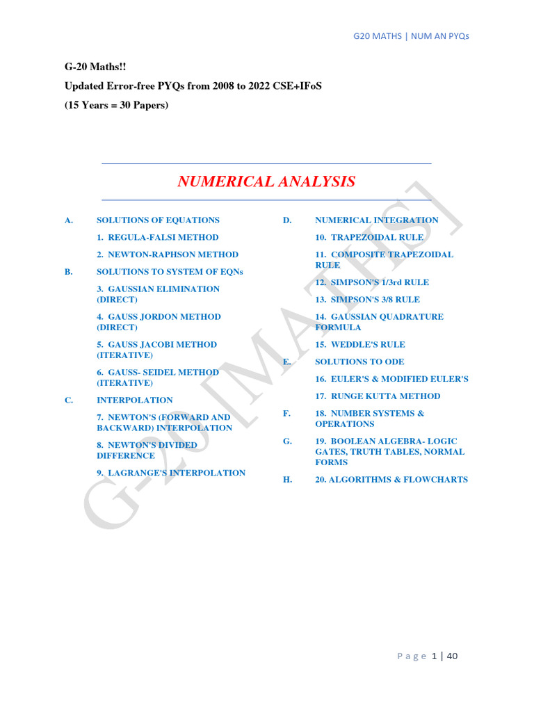 2-6 NUM AN CHAPTERWISE PYQs 2022 | PDF | Numerical Analysis | Theoretical Computer Science