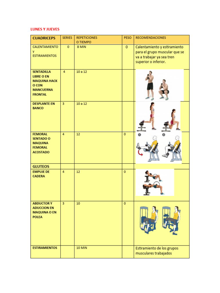 Rutina Usuaria Gym Uis Yisel | PDF | Anatomía humana | Entrenamiento ...
