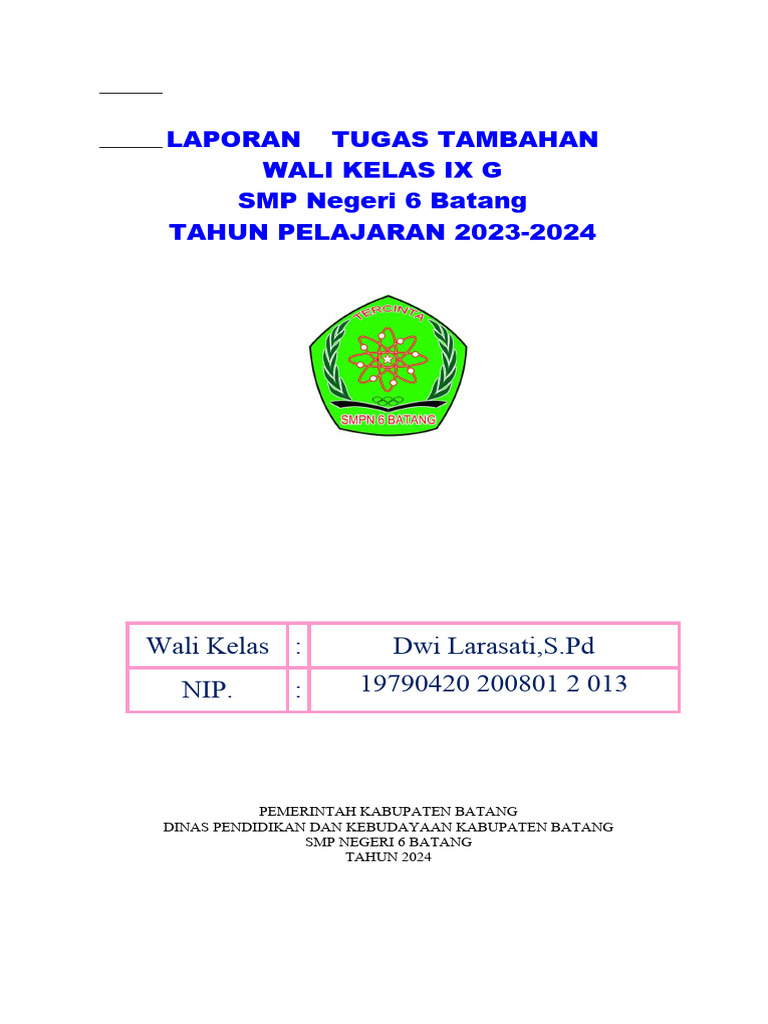 Contoh Laporan Wali Kelas | PDF