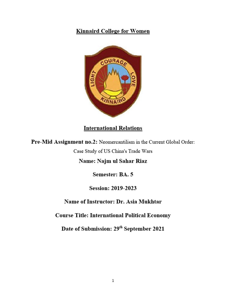 Najm Ul Sahar Riaz Sem 5 (Assignment 2) | PDF | Mercantilism | Free Trade